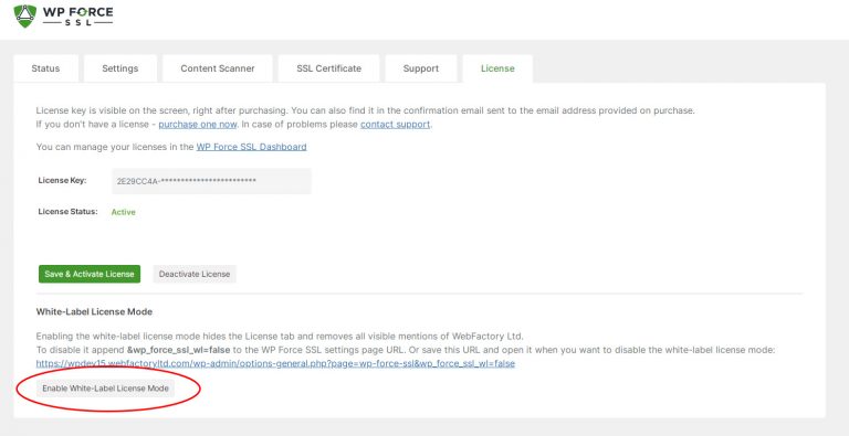 How to Enable White Label – WP Force SSL